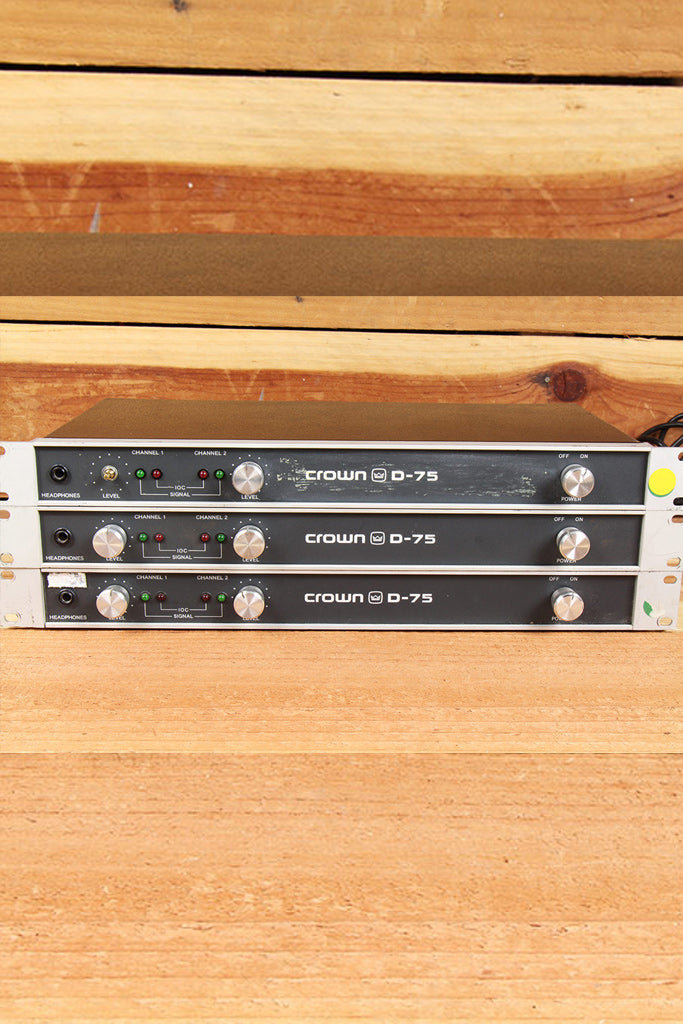 CROWN D-75 DUAL CHANNEL Power Amplifier USA Amp Stereo / Mono XLR Vint ...