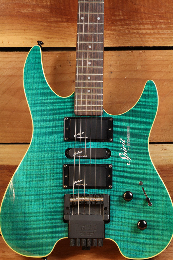 STEINBERGER SPIRIT GU DELUXE Headless Electric Guitar Green Flame Top ...