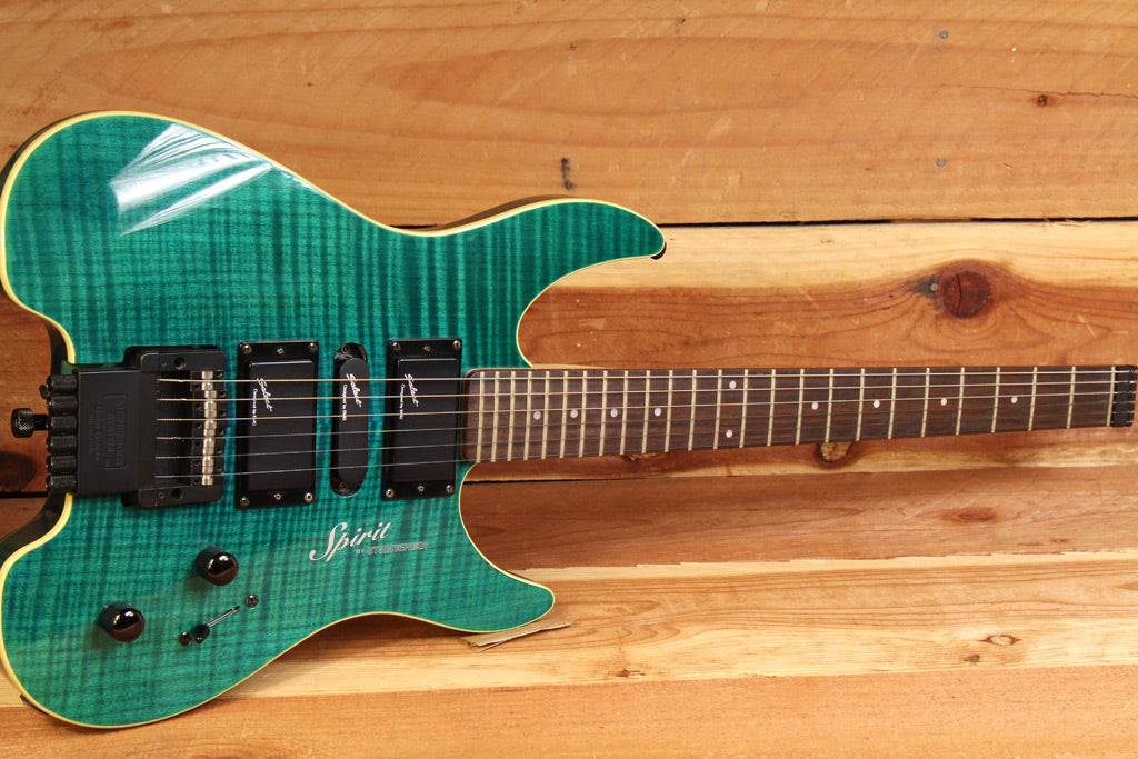 STEINBERGER SPIRIT GU DELUXE Headless Electric Guitar Green Flame Top ...
